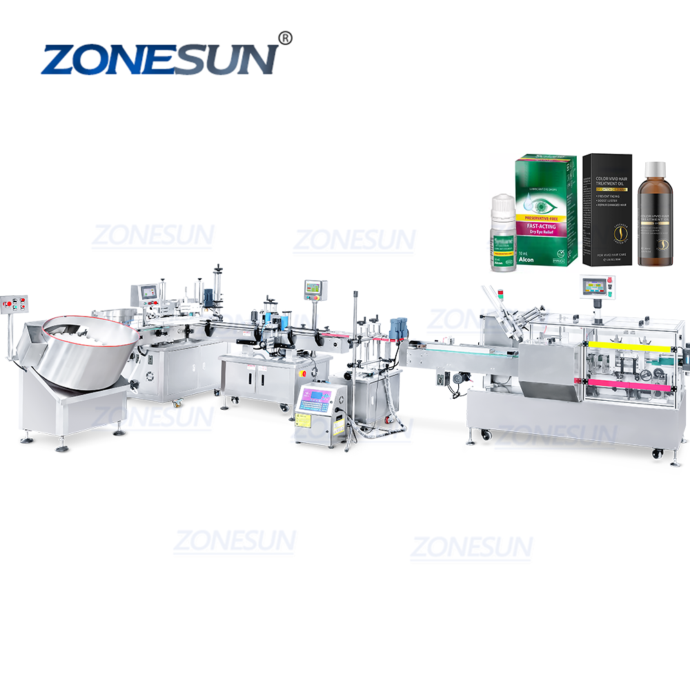 Essential Oil Eye drops Bottle Filling Capping Labeling Boxing Machine