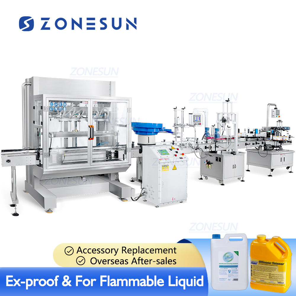 ATEX Explosion Proof 6 Heads Flammable Liquids Filling Line-ZONESUN ...