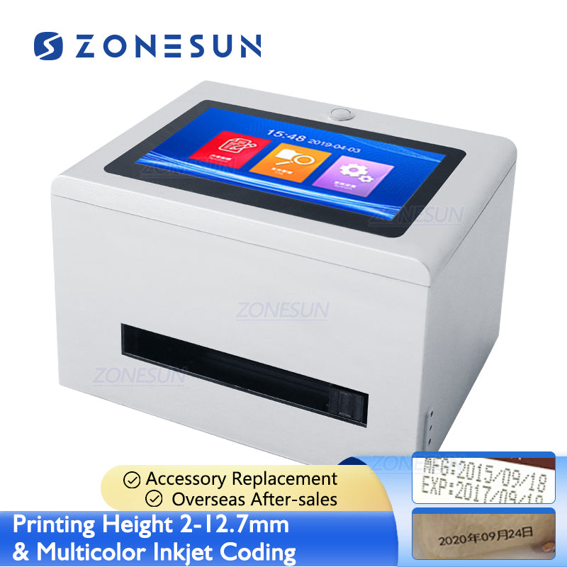 Small Inkjet Coding Machine | ZS-TIP127 Logo Date Printer Equipment