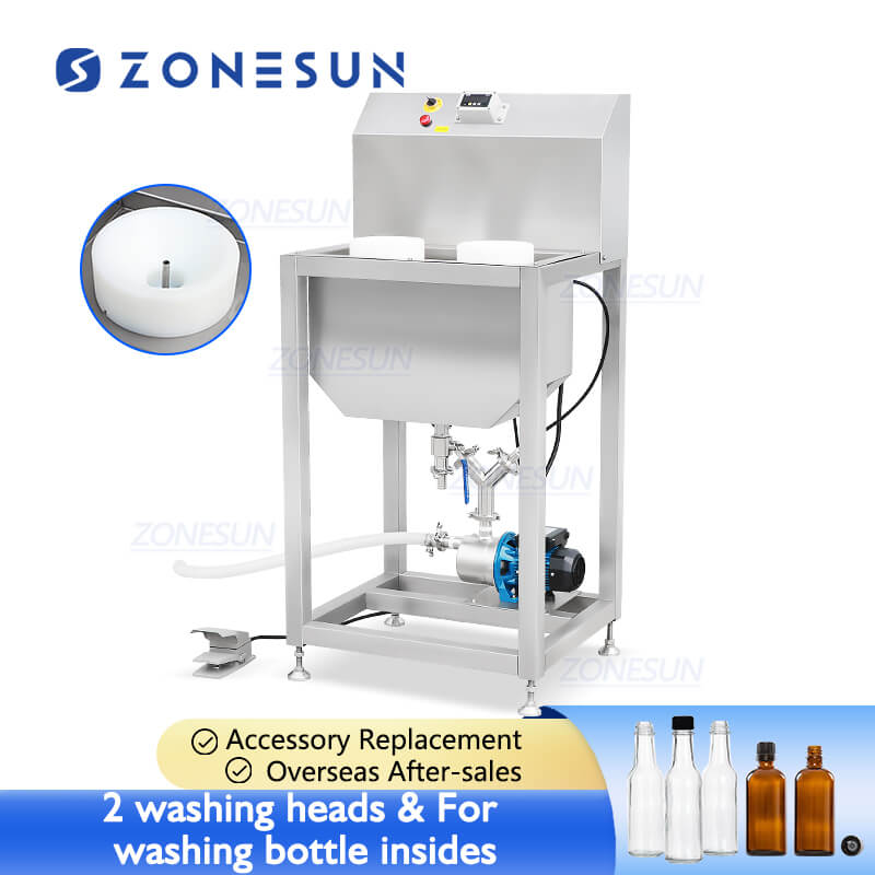 Semi-automatic Double Head PET Bottle Glass Jar Water Rinsing Machine