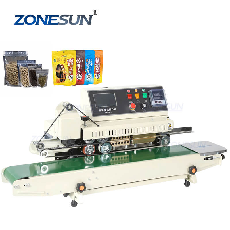 Horizontal Continuous Plastic Bag Sealing Machine With Inkjet Coder For ...
