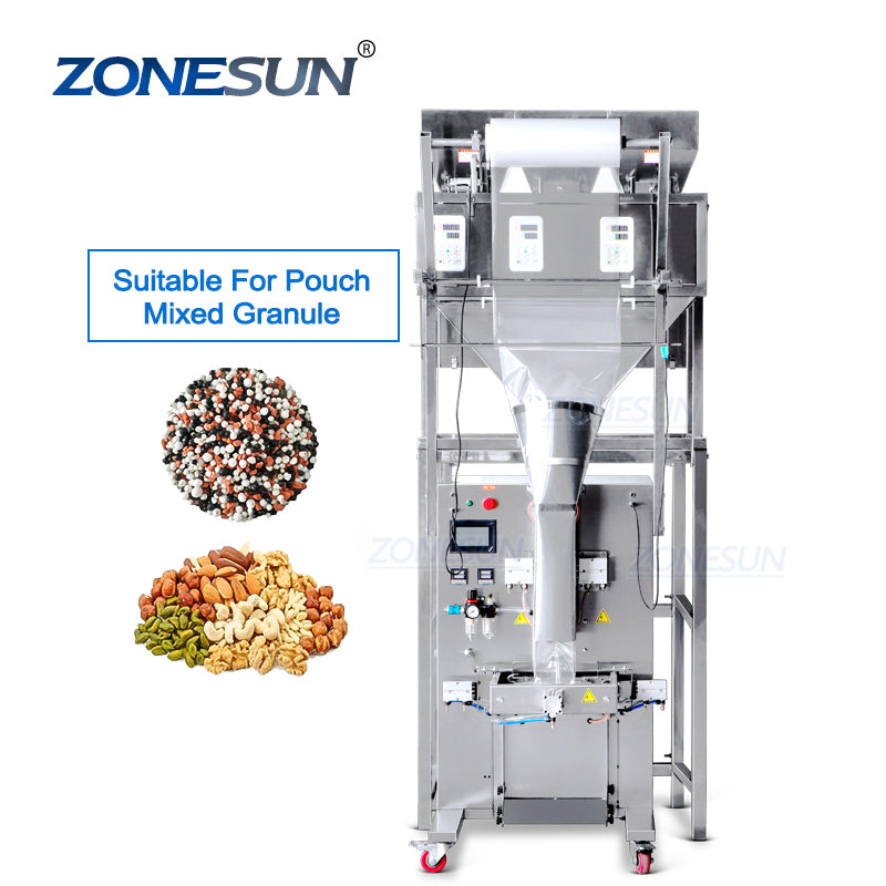 Automatic 3 Heads Pouch Sachet Mixed Granule VFFS Packaging Machine For ...
