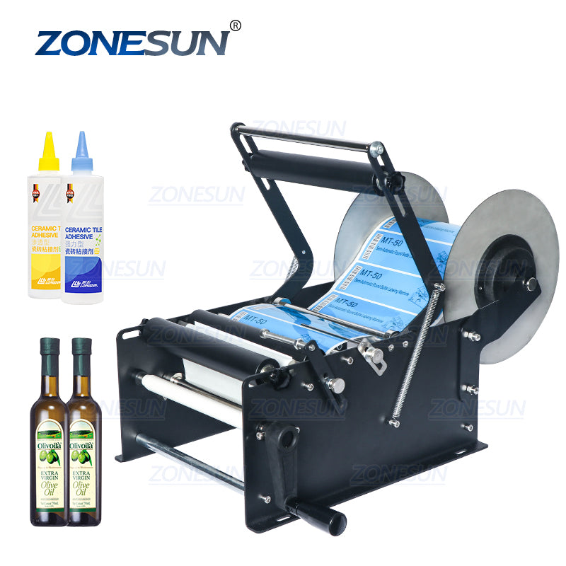 ZONESUN ZS-50W Manual Round Bottle Adhesive Sticker Label Applicator F