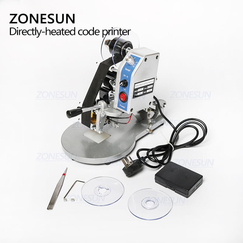 ZONESUN Manual Hand Operated Hot Stamp Printer Ribbon Date Coder Codin