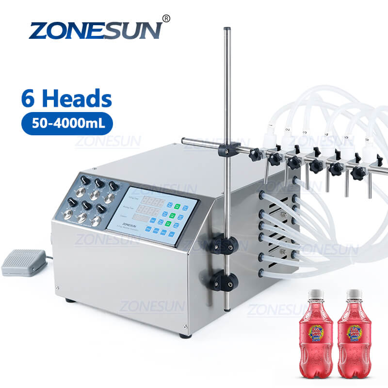 ZONESUN ZS-DPYT6P 6 Heads Semi-automatic Liquid Filling Machine For Pe